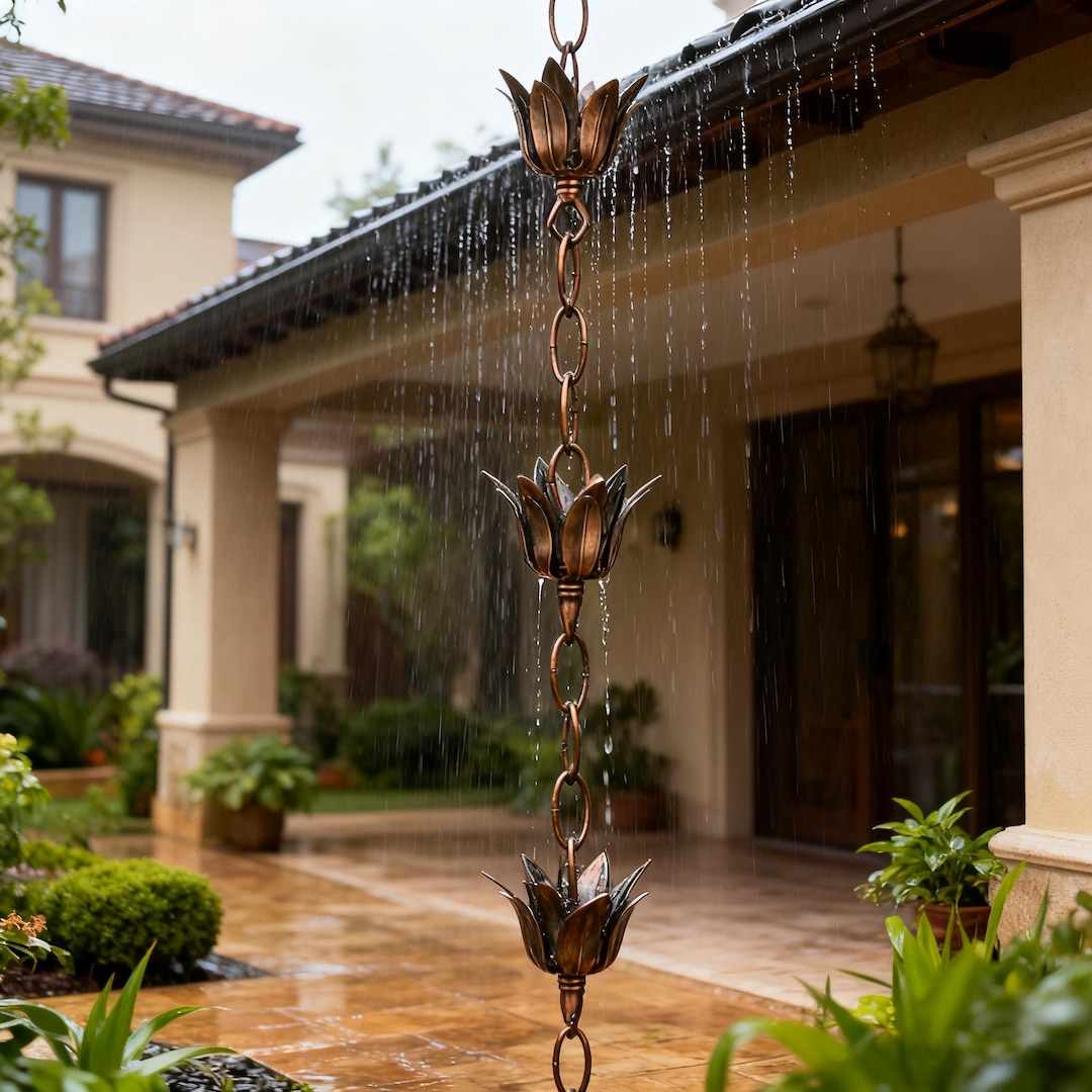 Personalized Handcrafted Antique Copper Rain Chain – Garden Downspout ...