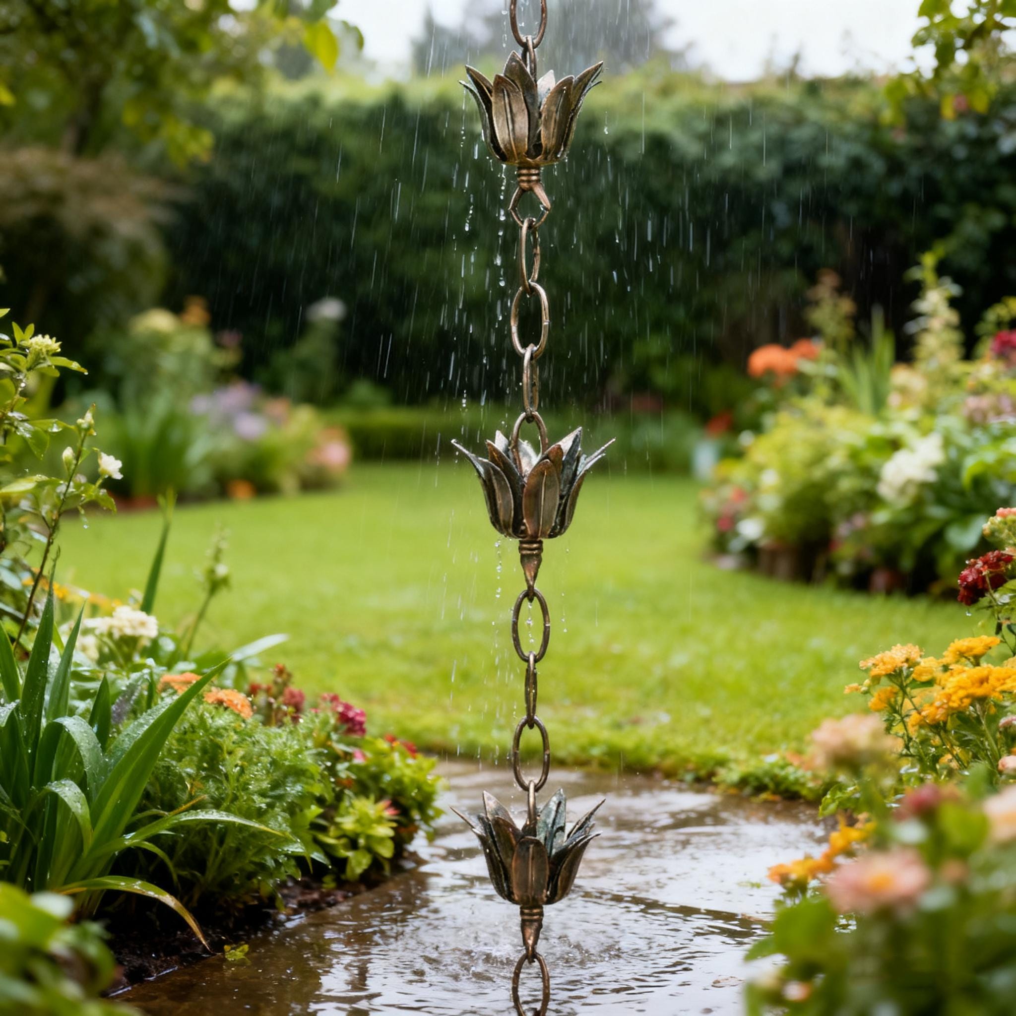 Personalized Handcrafted Antique Copper Rain Chain – Garden Downspout ...