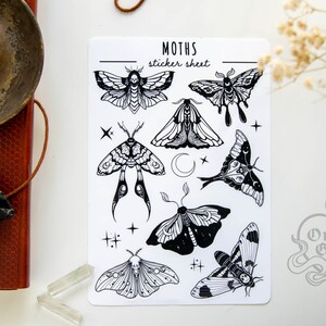Moth Sticker Sheet // Waterproof Sticker Sheet, Spooky Stickers, Bullet ...