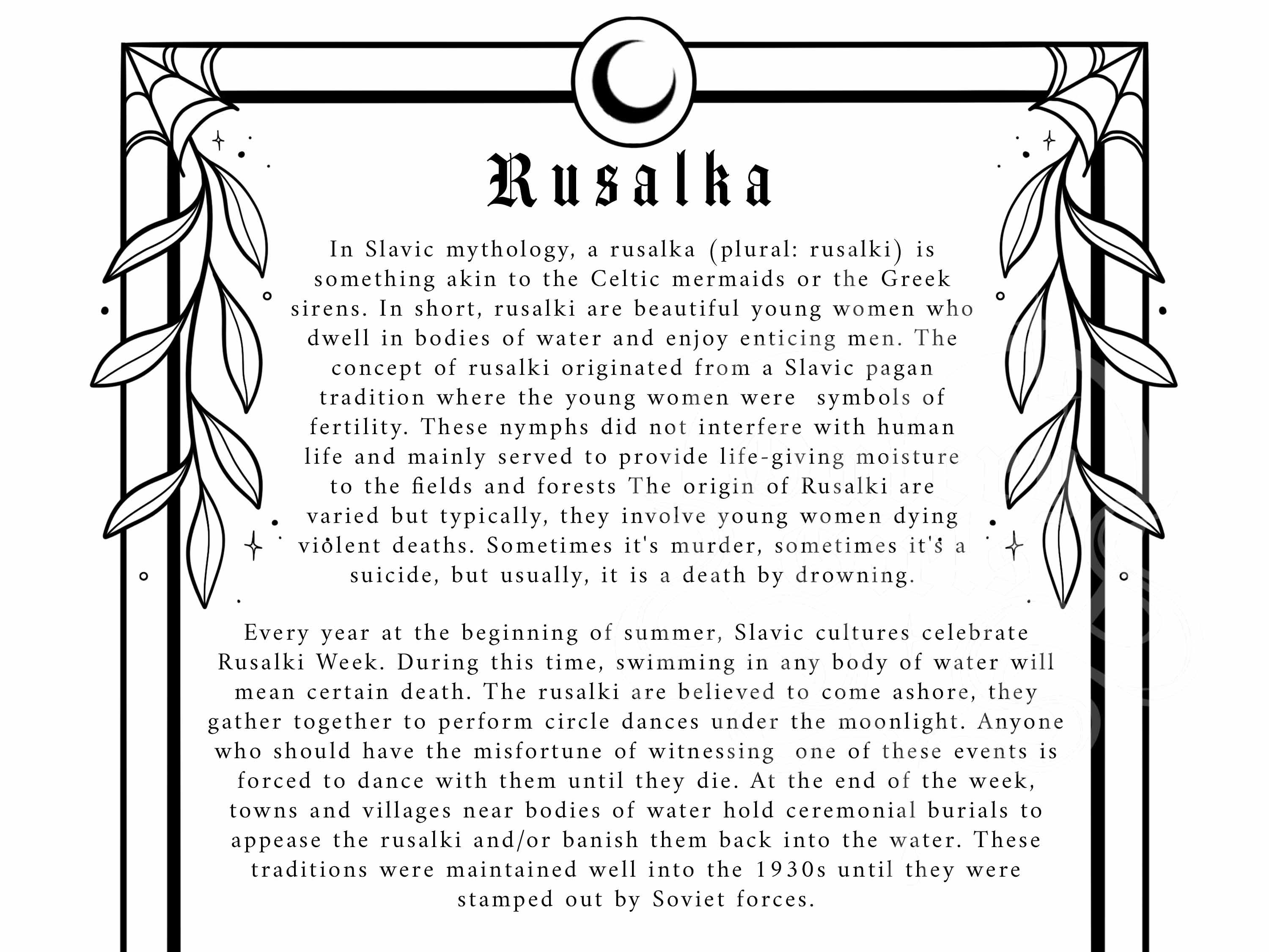 Rusalka Art Print, Slavic Mermaid Art Print // Slavic Folklore ...