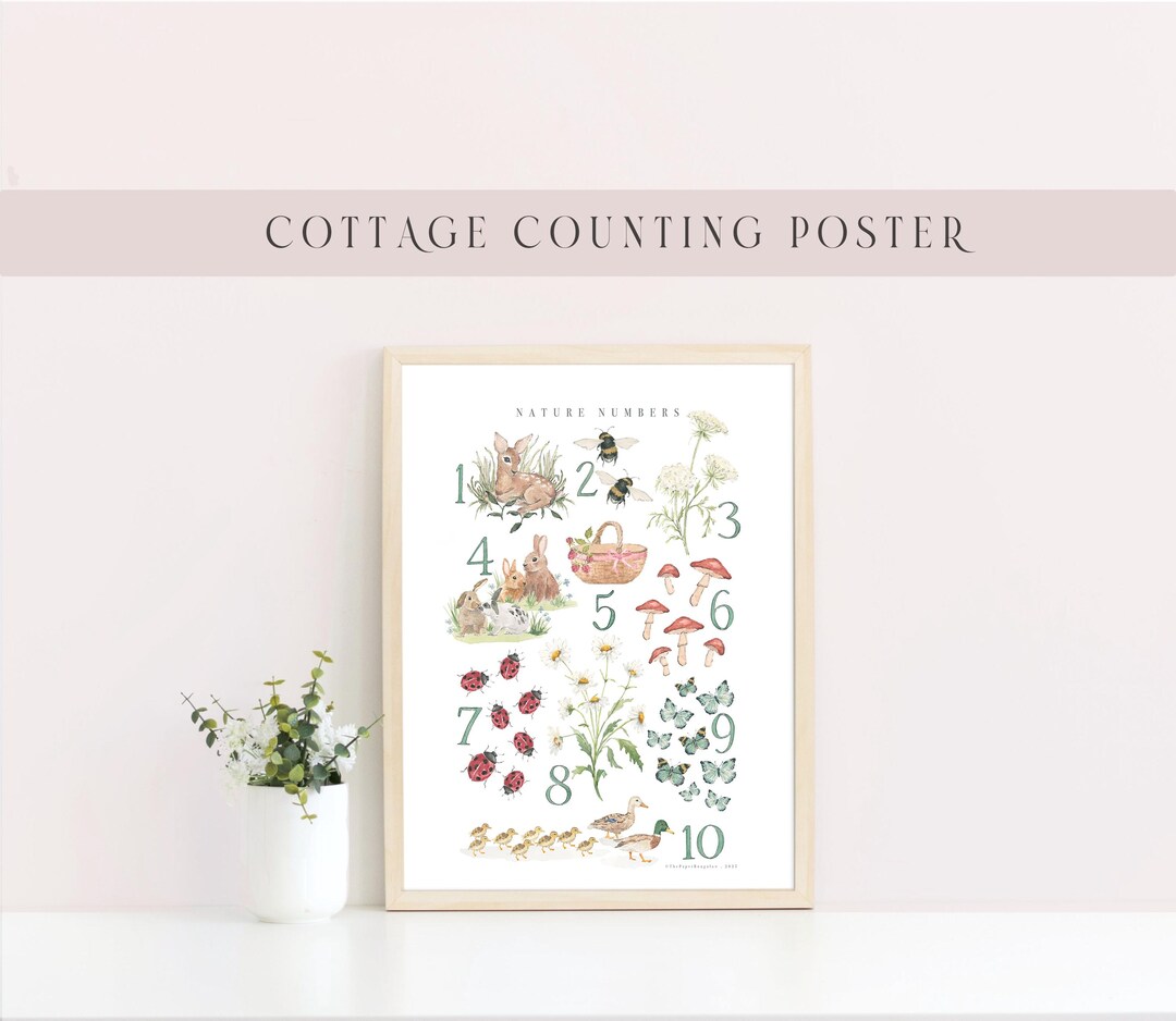 Nature Numbers Counting Poster, Baby Animals Counting Poster, Nursery ...