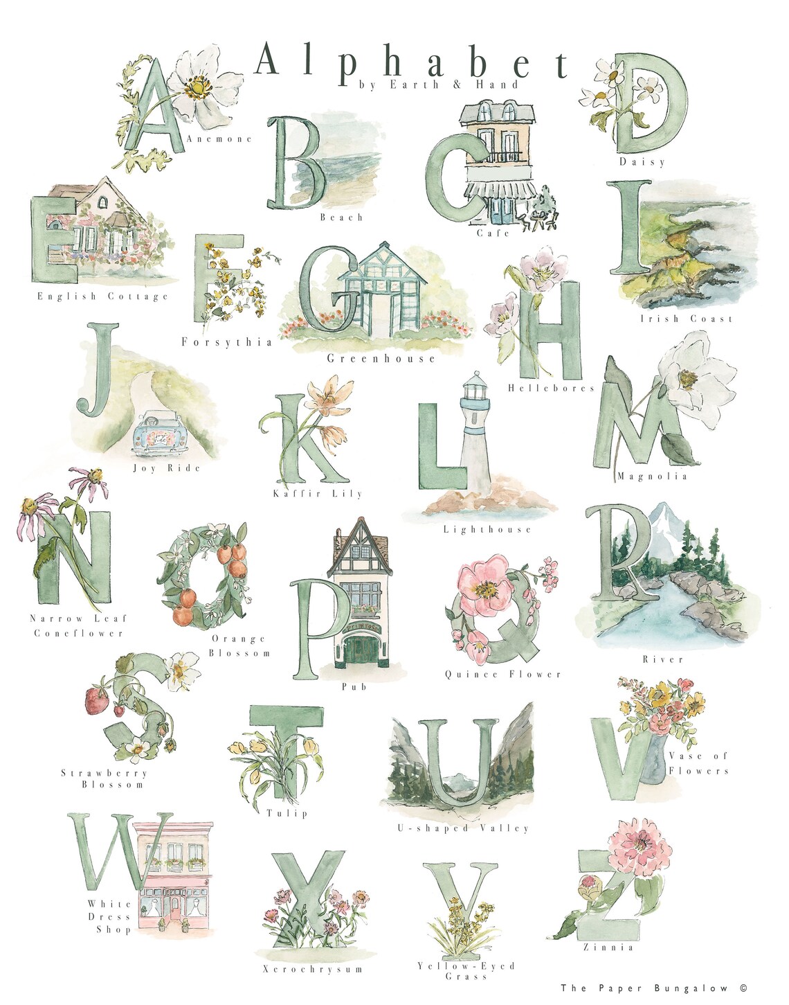 Nursery Alphabet Spring Alphabet Flower Alphabet Alphabet - Etsy