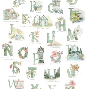 Nursery Alphabet- Spring Alphabet- Flower Alphabet- Alphabet Poster ...