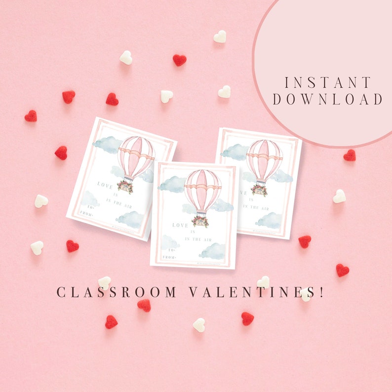Printable Hot Air Balloon Valentine, Printable Class Valentines ...