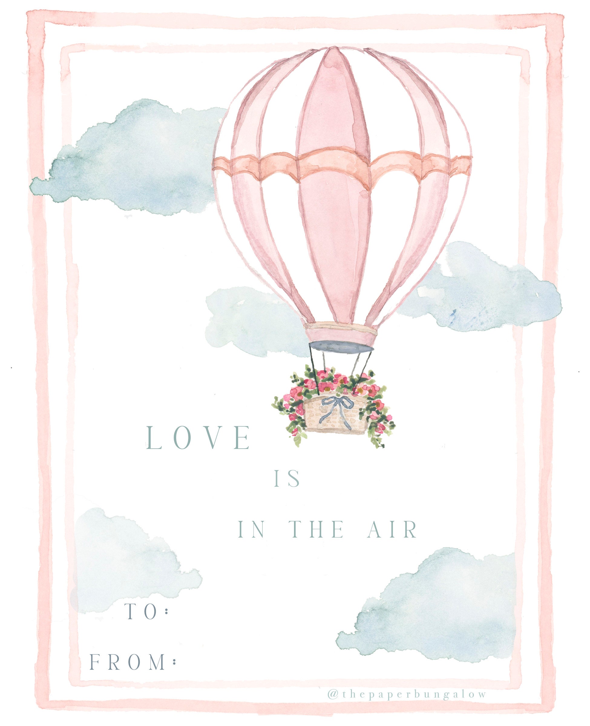Printable Hot Air Balloon Valentine, Printable Class Valentines ...