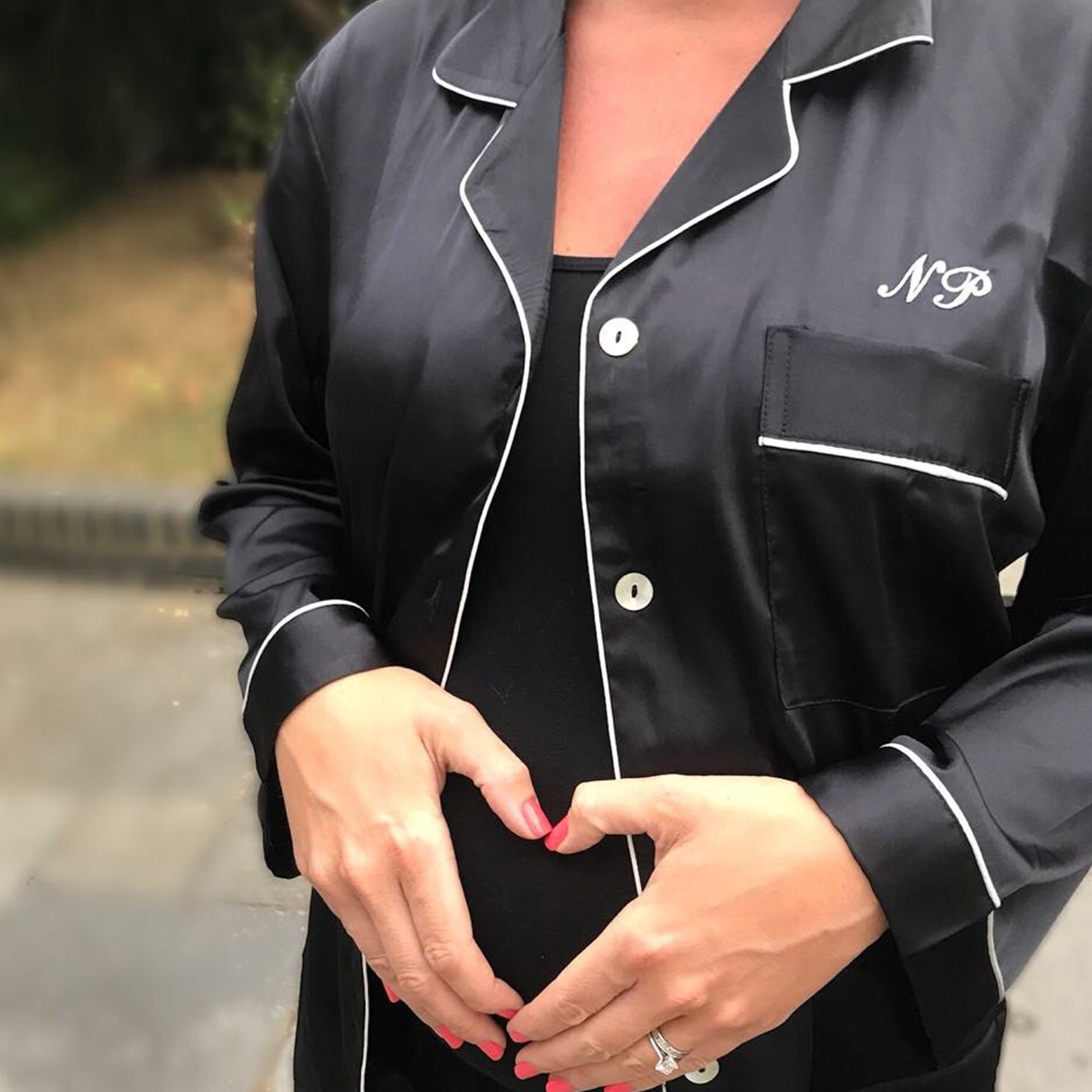 Personalised Black Silky Satin Pyjamas - Etsy