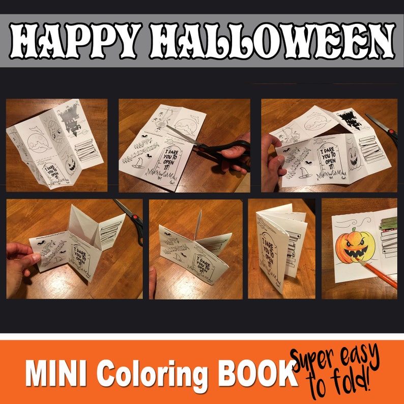 HALLOWEEN Mini Book to Color in - PDF File - Easy Foldable- Super Cool ...