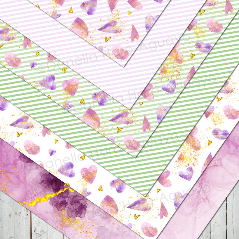 Valentine Digital Paper Hearts Digital Paper Valentine - Etsy