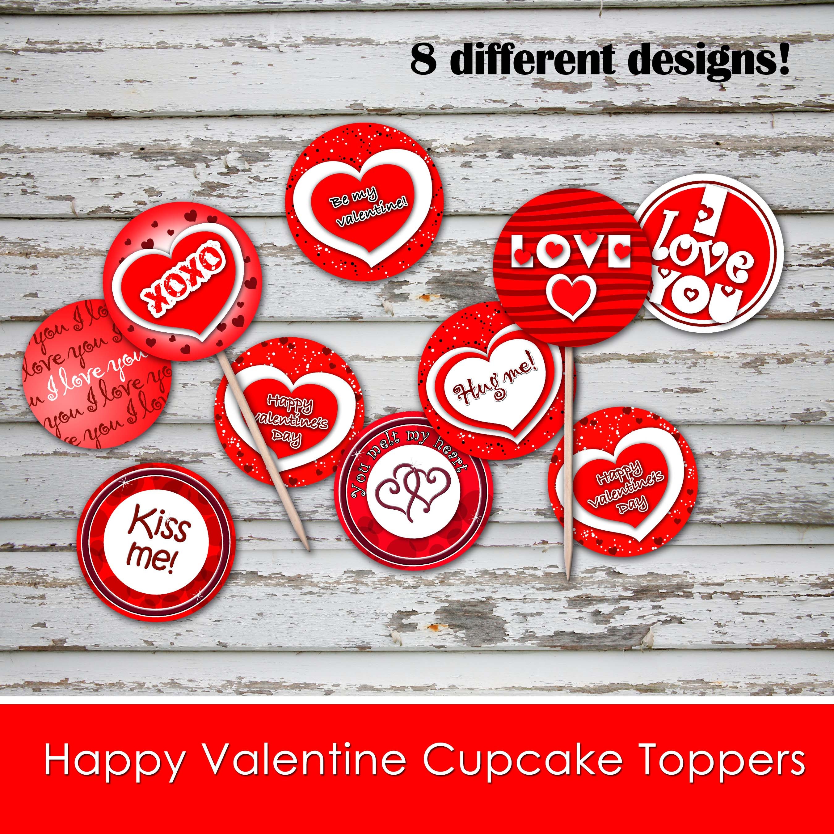 VALENTINE'S DAY CUPCAKE Toppers- Valentine's Day Cupcake Messages ...