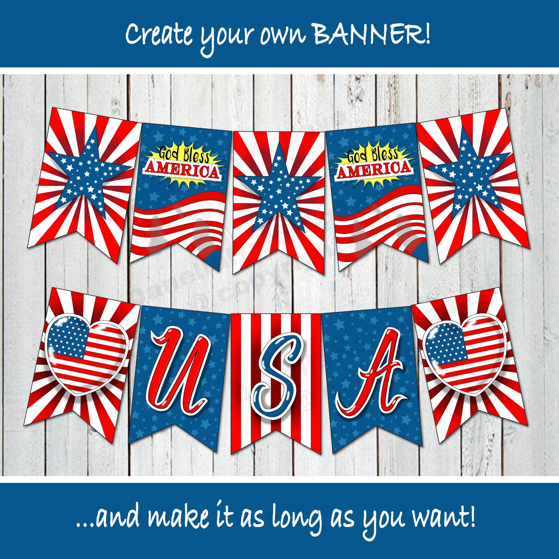 AMERICA MEMORIAL Coloring Banner Party Item Digital File, Farm Style ...