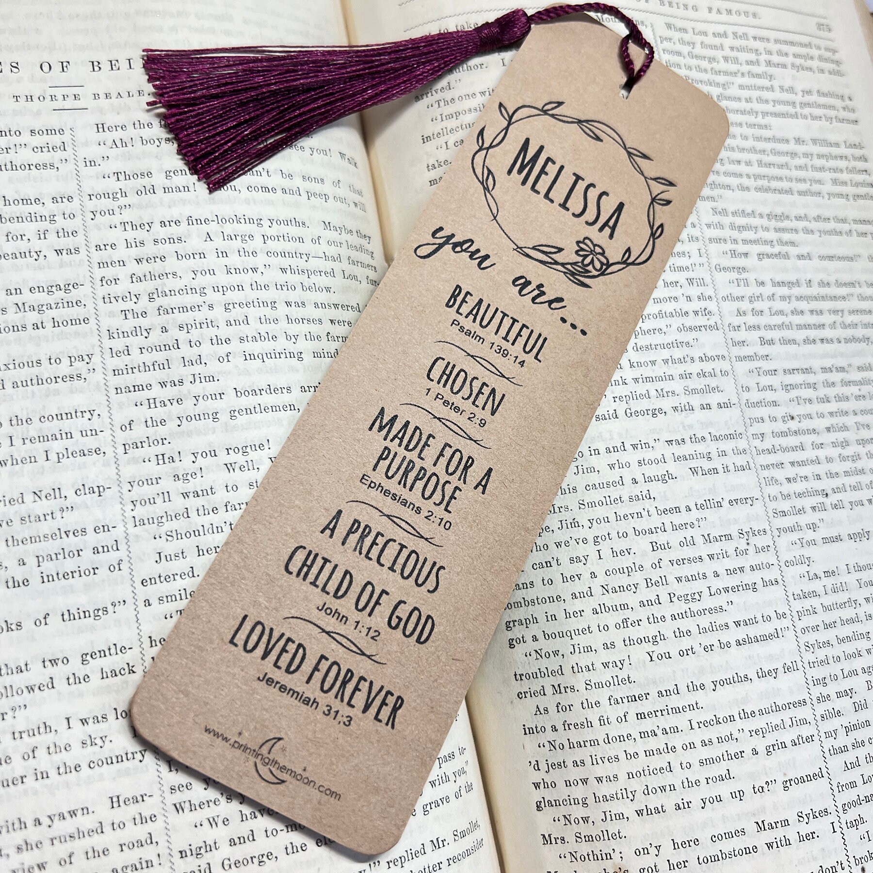 CUSTOM KRAFT BOOKMARK for Women, Custom Name, Gift for Book Lovers ...