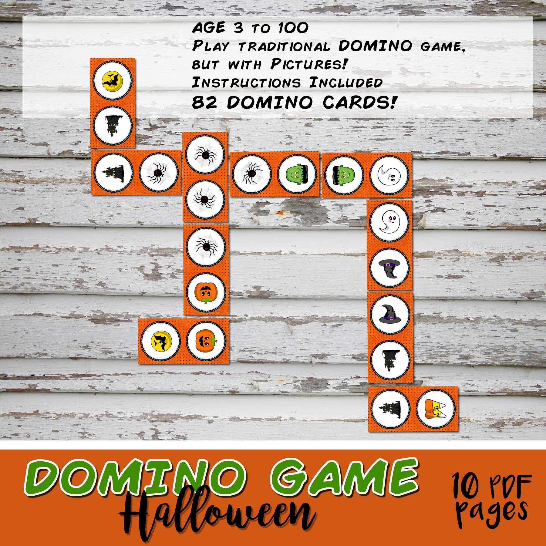 HALLOWEEN - DOMINO GAME – Board Game for the Whole Family, Kids Game ...