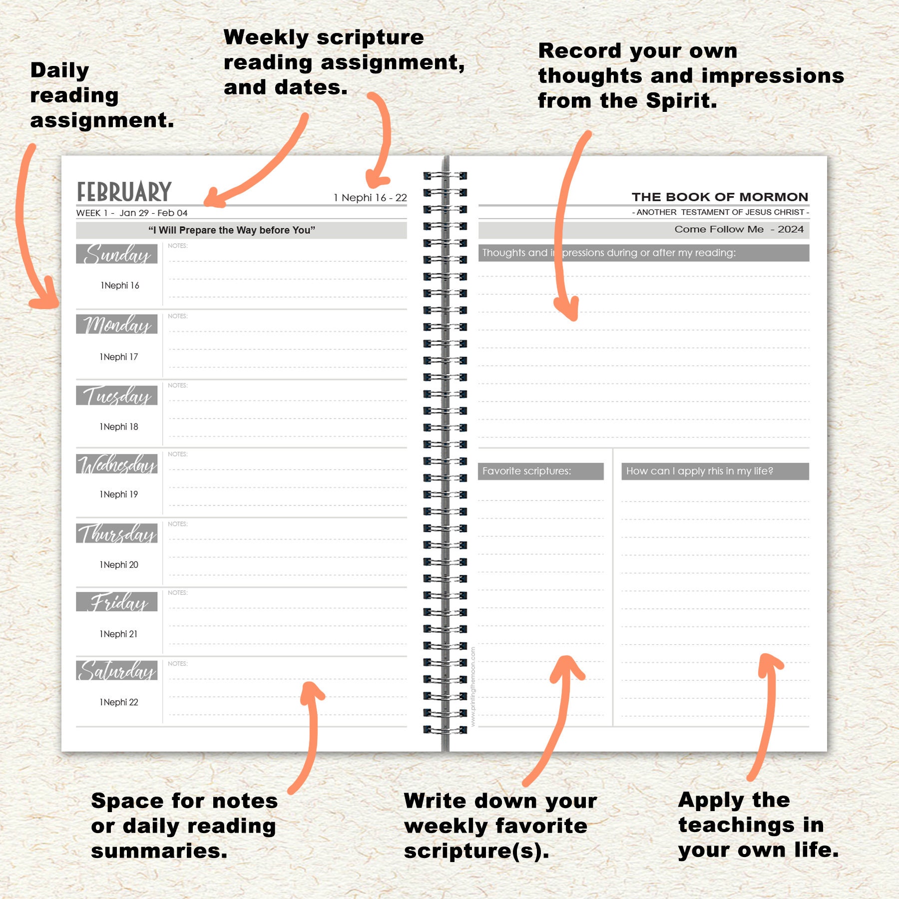 Book of Mormon, Come Follow Me Study Guide 2024 Scripture Study Journal ...