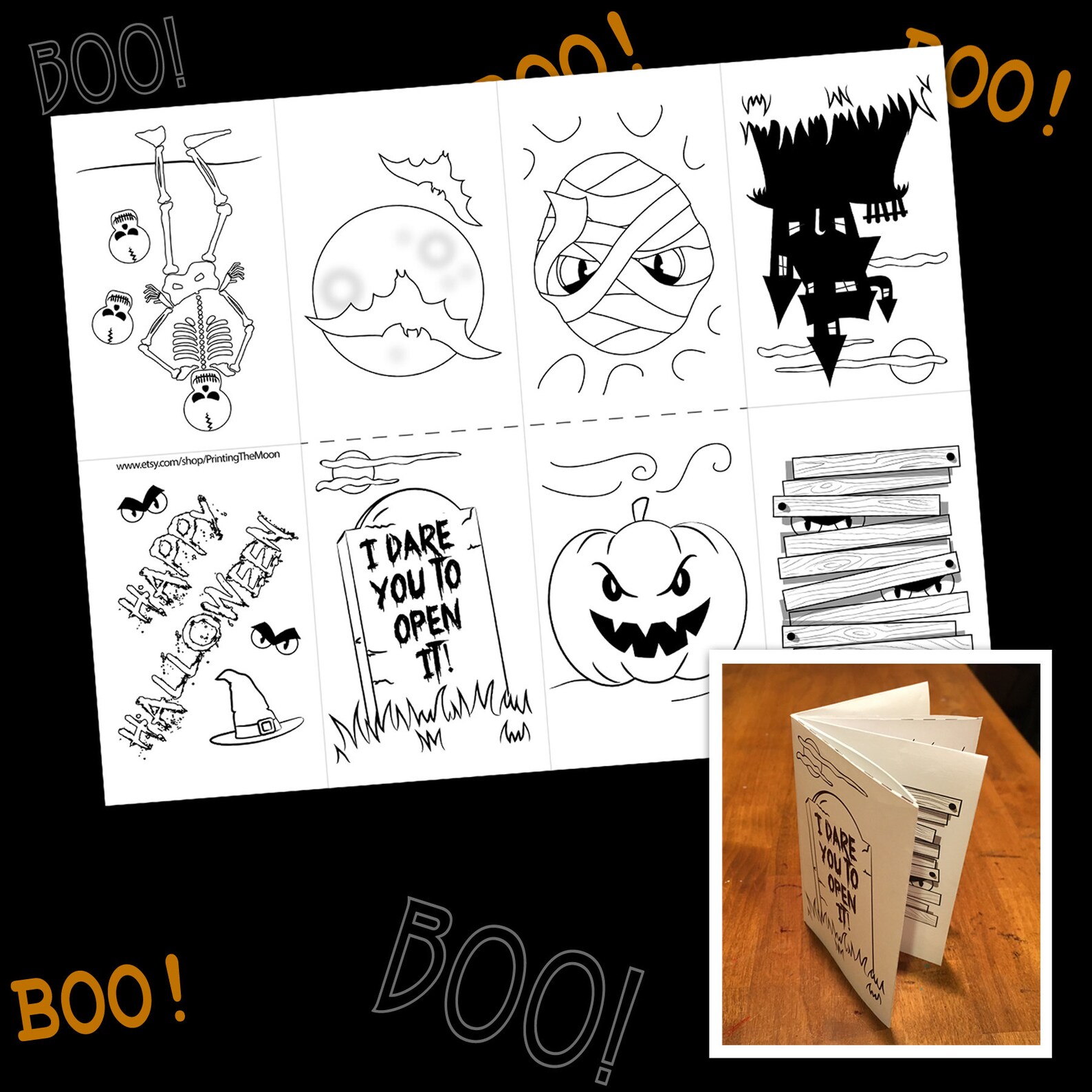 HALLOWEEN Mini Book to Color in - PDF File - Easy Foldable- Super Cool ...