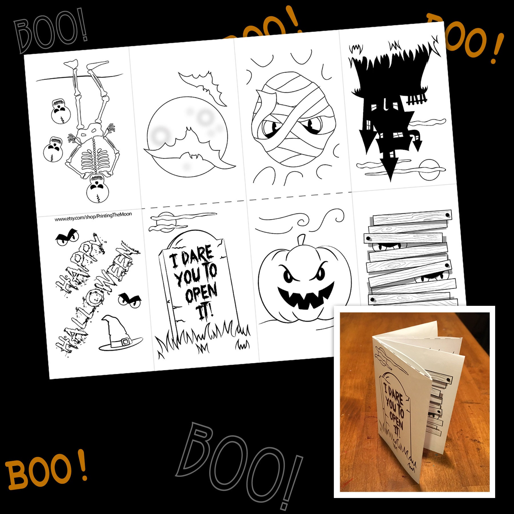 HALLOWEEN Mini Book to Color in - PDF File - Easy Foldable- Super Cool ...