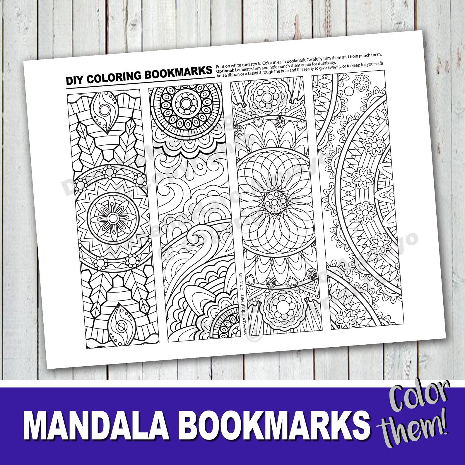 MANDALA BOOKMARKS Color-in Bookmarks Happy Everyday's Day Coloring ...