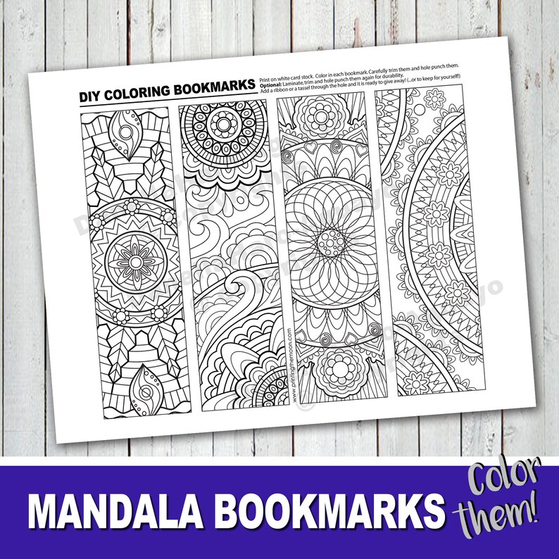 MANDALA BOOKMARKS Color-in Bookmarks Happy Everyday's Day Coloring ...