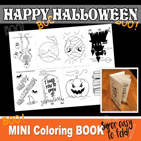 HALLOWEEN Mini Book to Color in PDF File Easy Foldable | Etsy