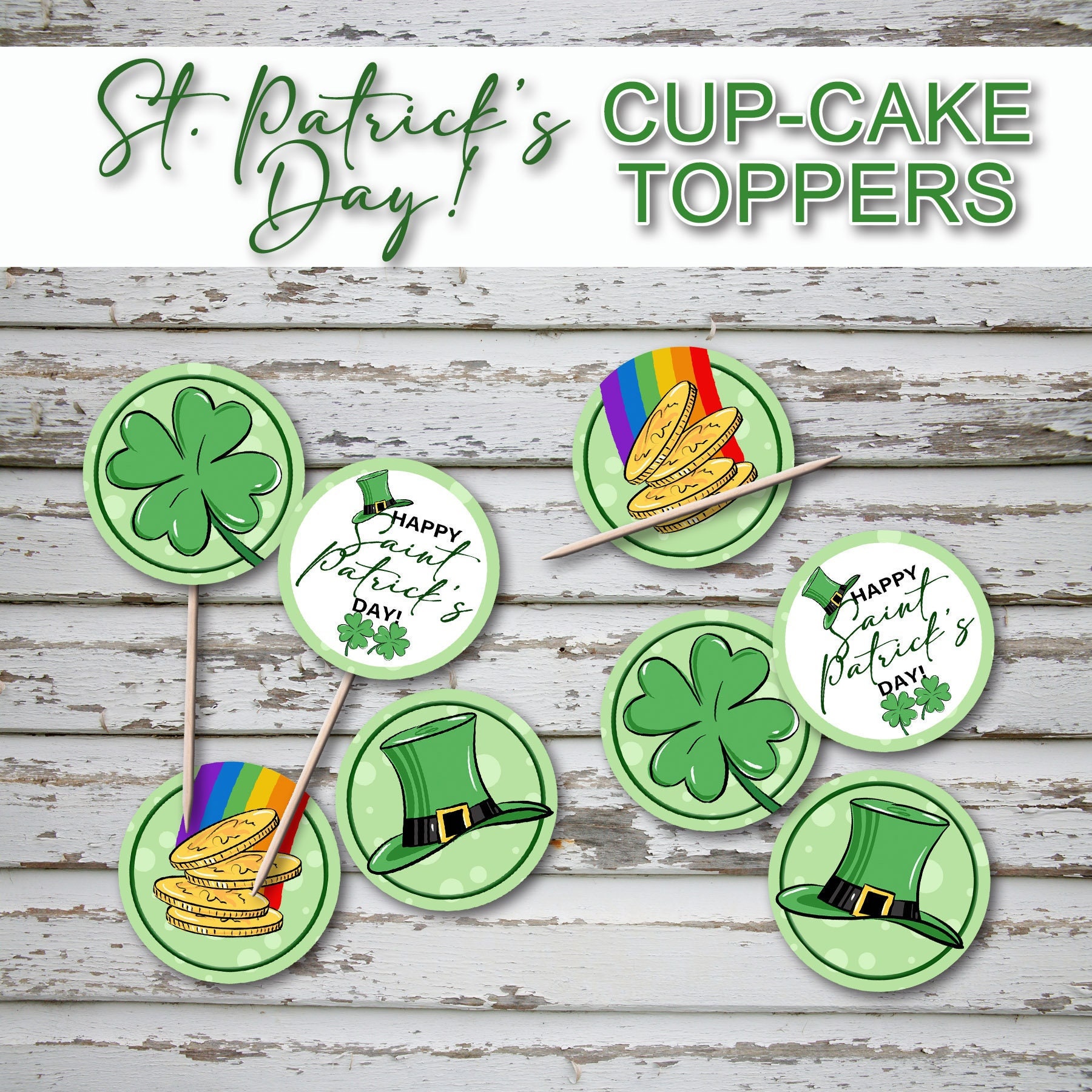 ST PATRICK'S Day Cupcake Toppers - Happy St.patrick's Day School Party ...