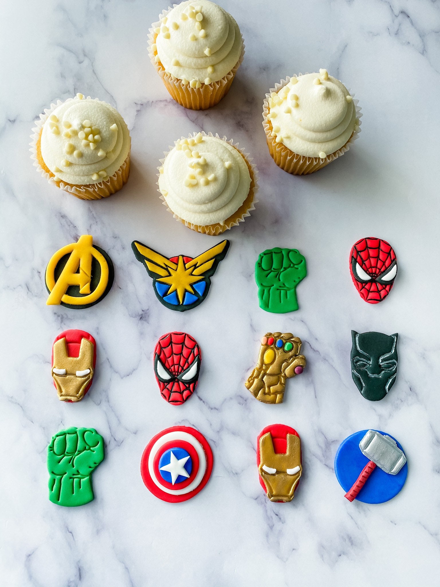 Marvel Superhero Fondant Edible Cupcake Toppers | Etsy