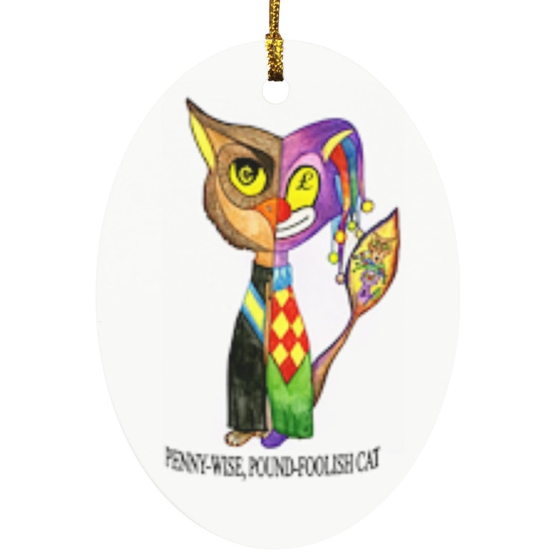 The Penny-wise, Pound-foolish Cat Oval Ornament - Etsy