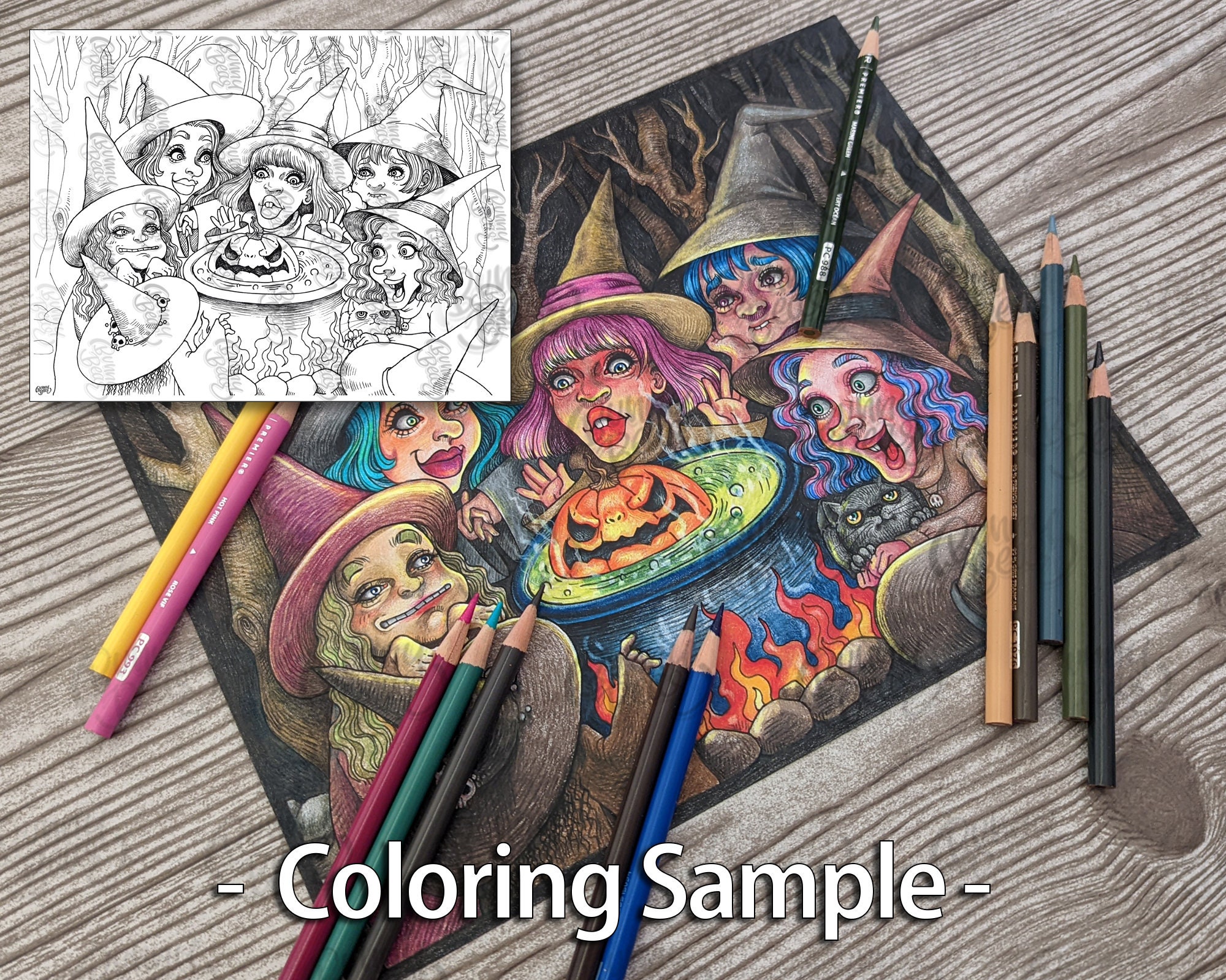 Coven Coloring Page downloadable Digital Copy for Adult. Pdf & Jpg File ...