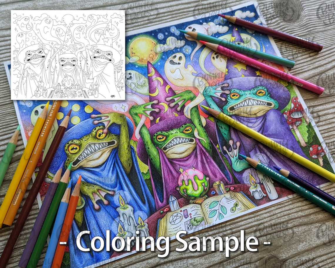 Wizards Frog Brothers Coloring Page downloadable Digital Copy for Adult ...