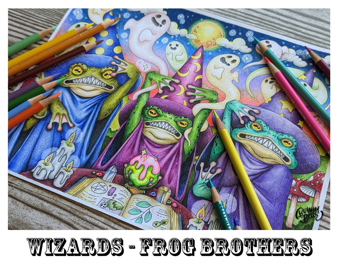 Wizards Frog Brothers Coloring Page downloadable Digital - Etsy