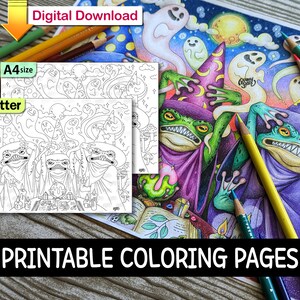 Wizards Frog Brothers Coloring Page downloadable Digital Copy for Adult ...