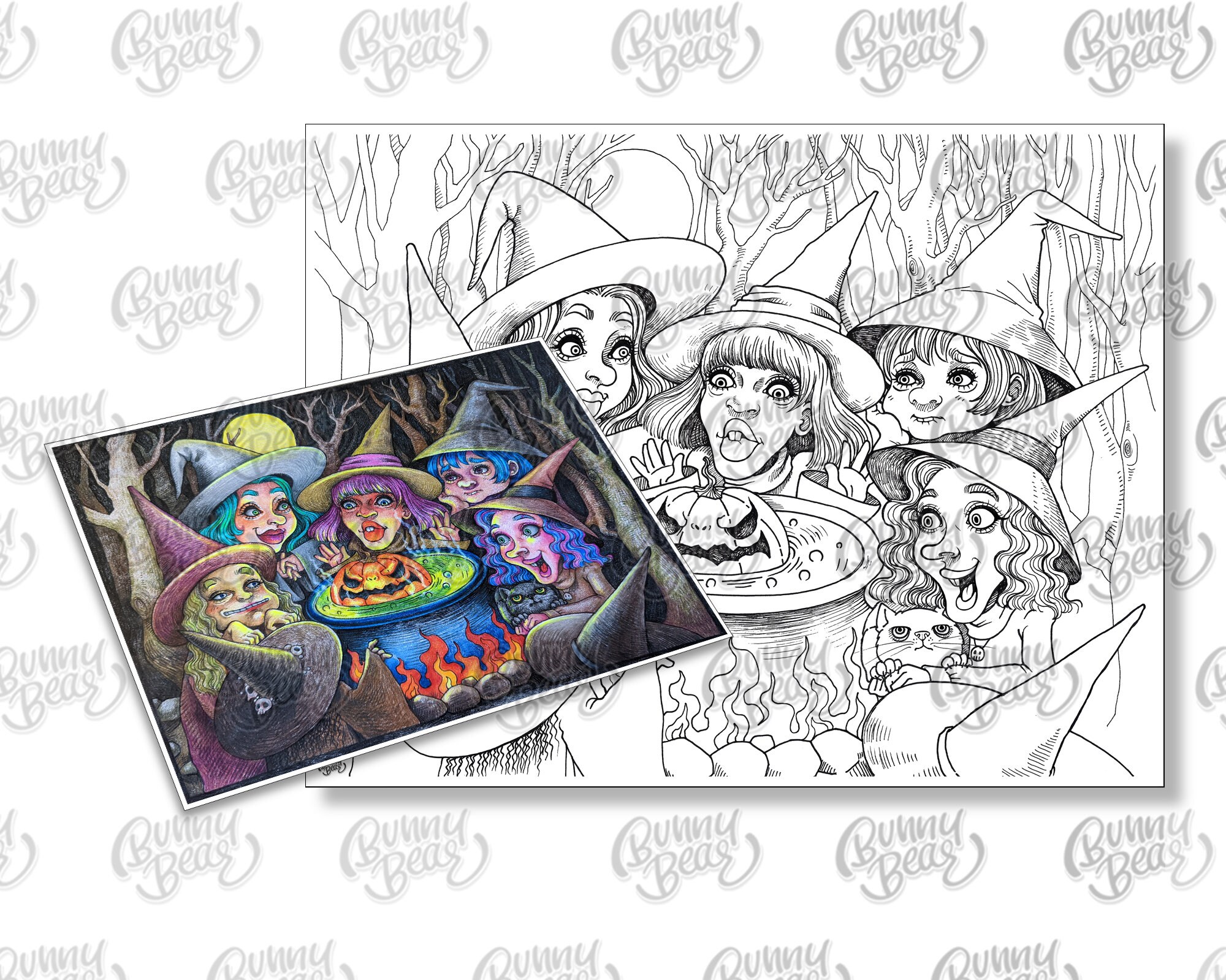 Coven Coloring Page downloadable Digital Copy for Adult. Pdf & Jpg File ...