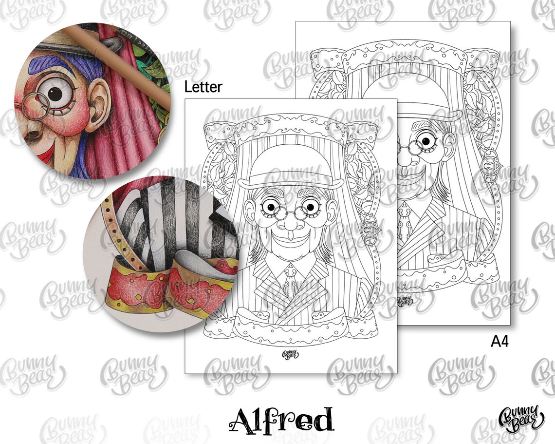 Alfred Coloring Page downloadable Digital Copy for Adult. Pdf File, Jpg ...