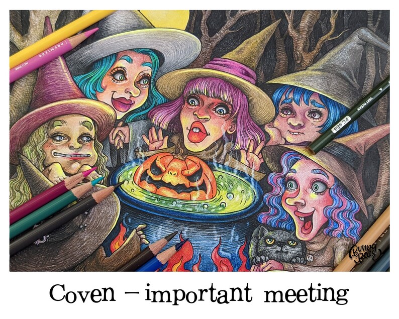 Coven Coloring Page downloadable Digital Copy for Adult. Pdf & Jpg File ...