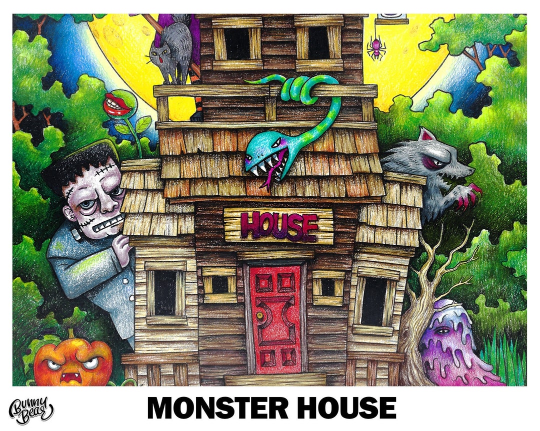 Monster House Coloring Page downloadable Digital Copy for - Etsy