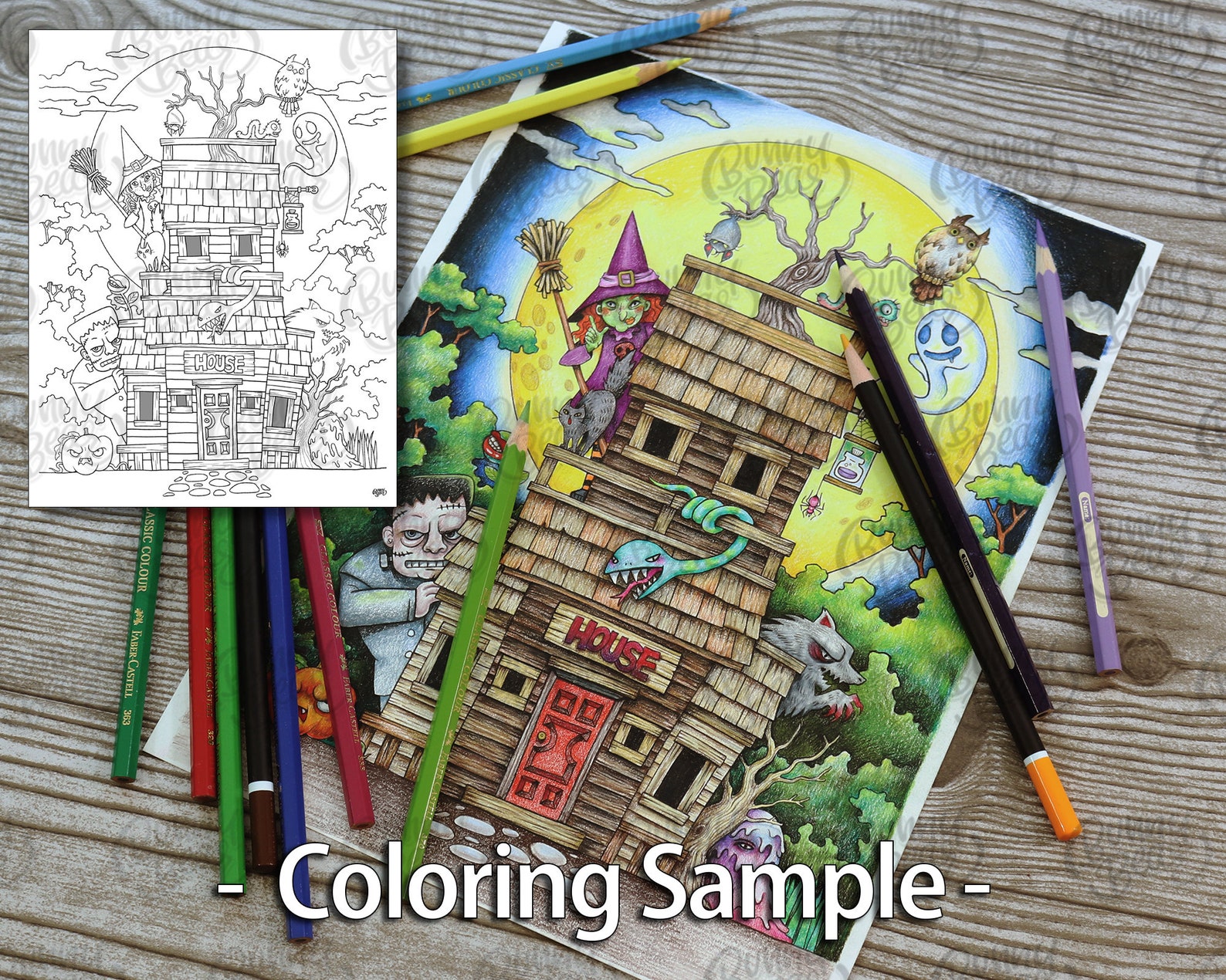 Monster House Coloring Page downloadable Digital Copy for Adult. Pdf ...