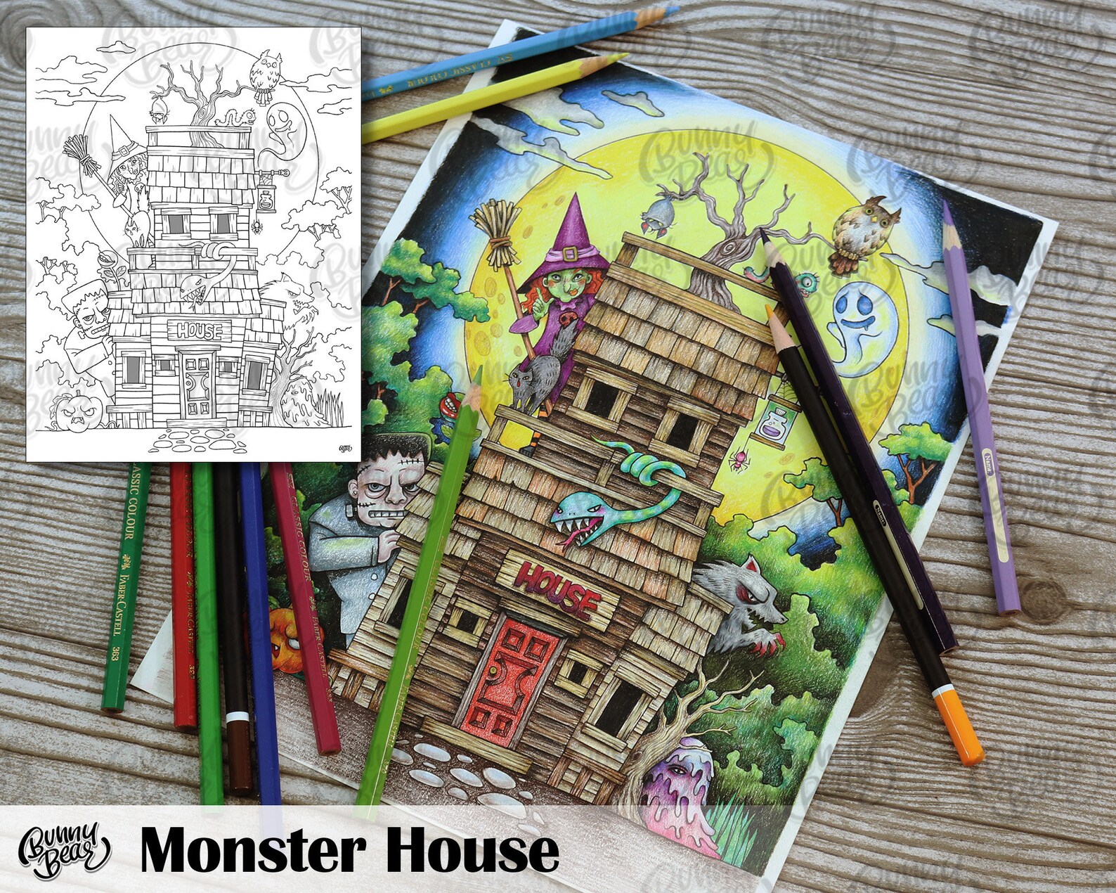 Monster House Coloring Page downloadable Digital Copy for - Etsy