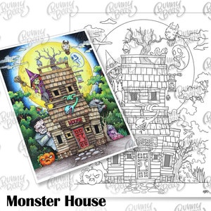 Monster House Coloring Page downloadable Digital Copy for Adult. Pdf ...