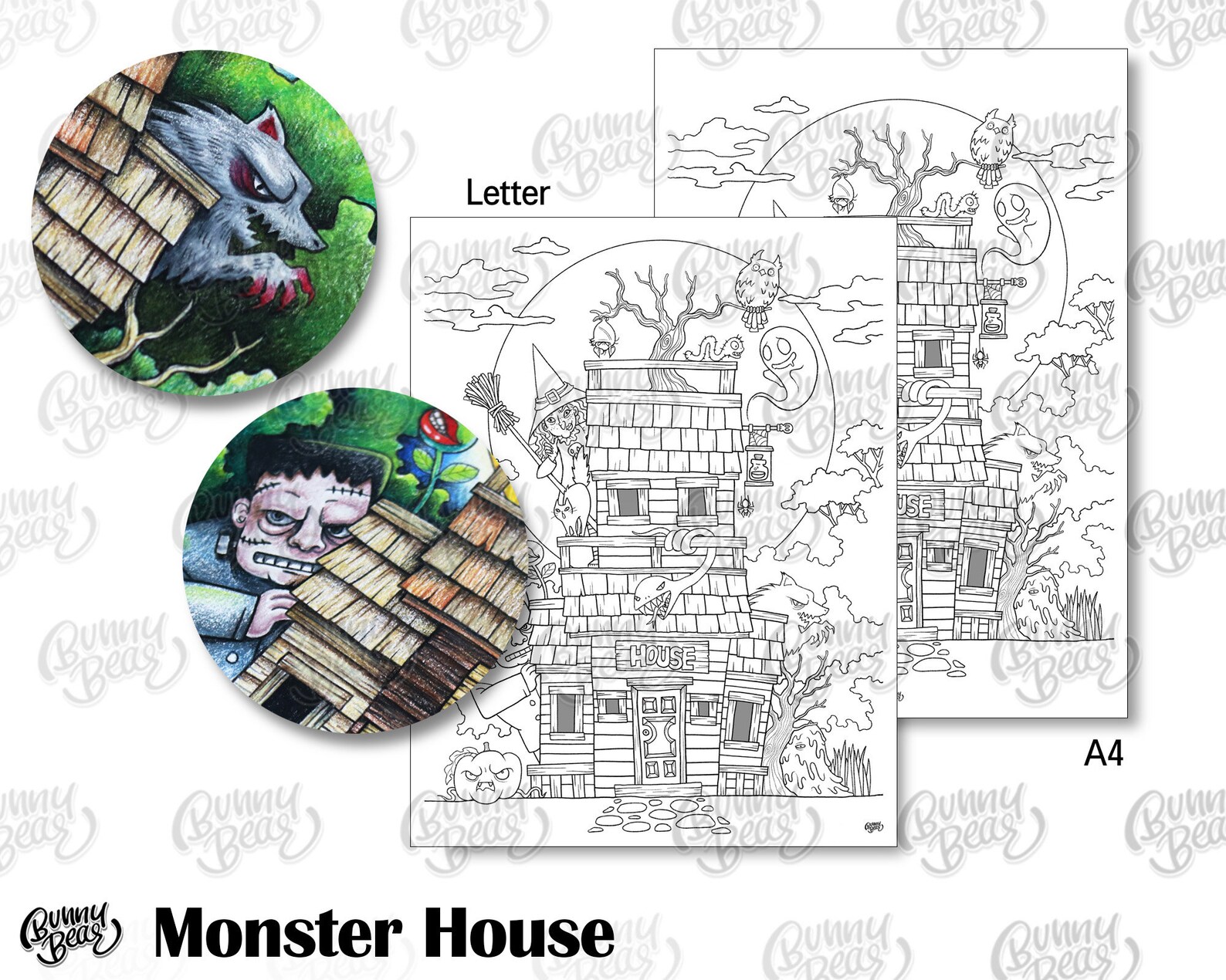 Monster House Coloring Page downloadable Digital Copy for Adult. Pdf ...