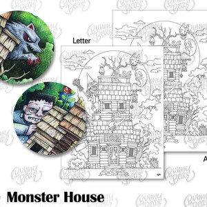 Monster House Coloring Page downloadable Digital Copy for Adult. Pdf ...