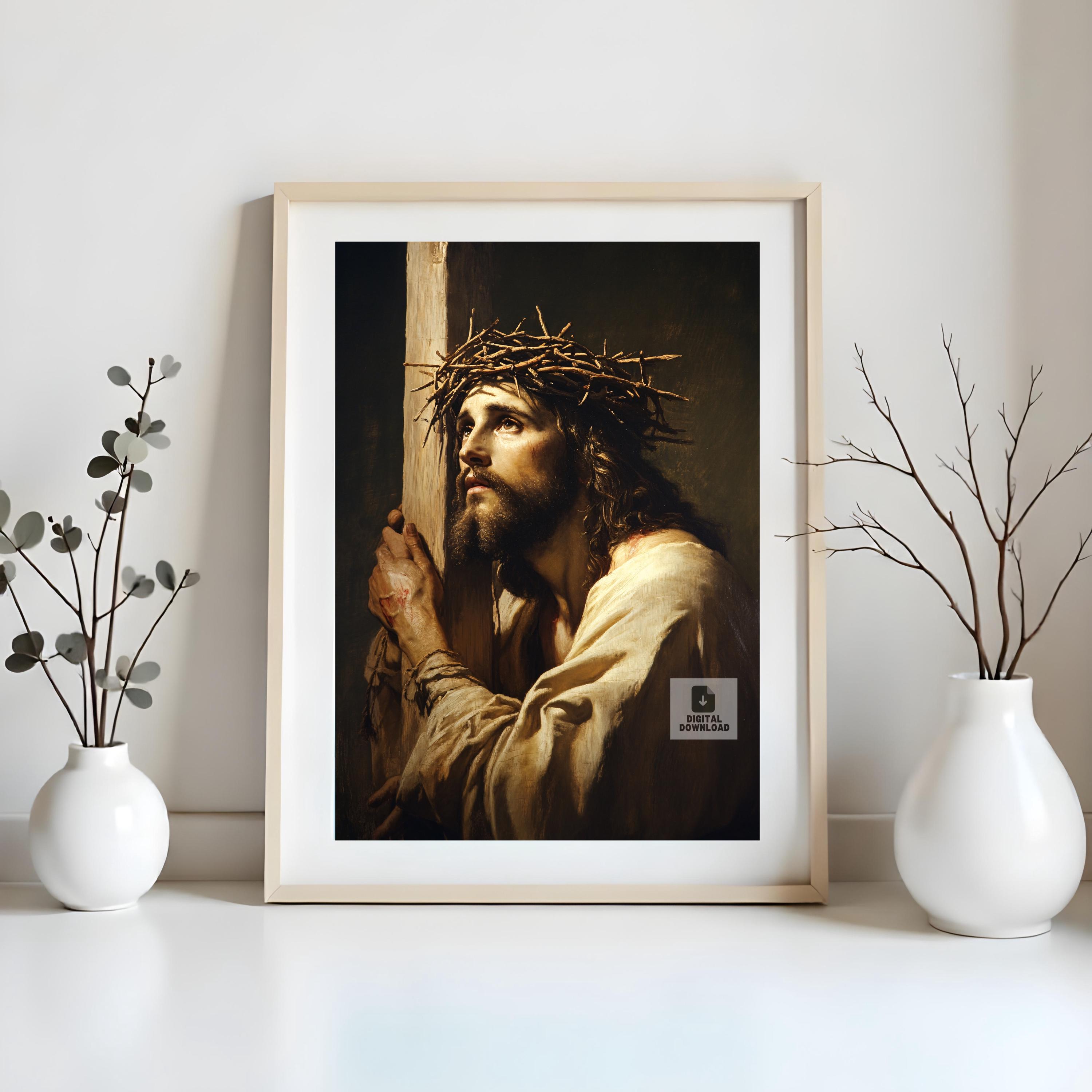 Jesus Christ Wearing A Crown of Thorns With Wounds on His Hands ...