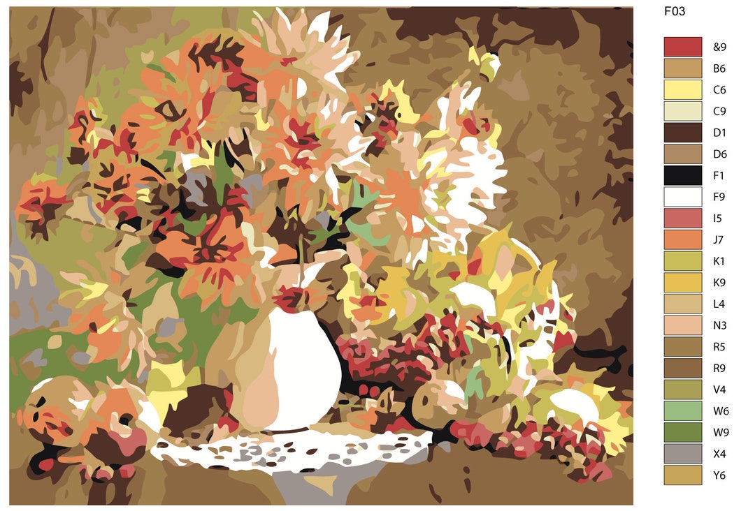 Still Life Paint by Numbers Kit Flowers Painting by Numbers DIY Kit for ...