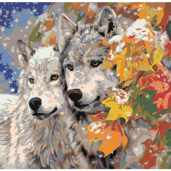 Wolf Paint by Number - Etsy
