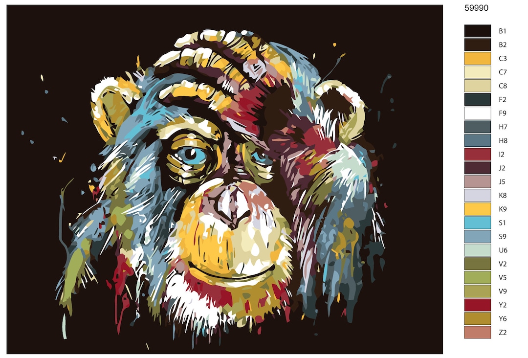 Colorful Monkey Painting by Number Orangutan Painting Wall Picture Wall ...