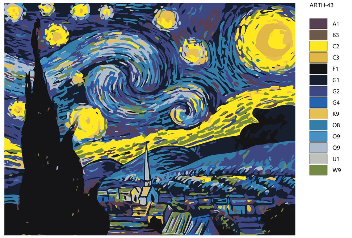Starry Night Paint by Numbers DIY Kit for Adults Van Gogh Art - Etsy
