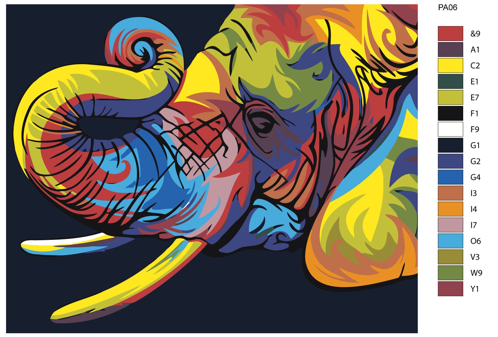 Colorful Elephant Painting by Numbers DIY Paint by Number Kit Acrylic ...