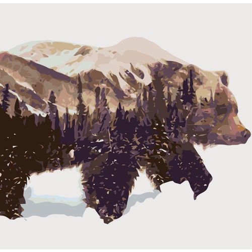 Paint by Numbers Bear Design Painting by Numbers KIT for - Etsy