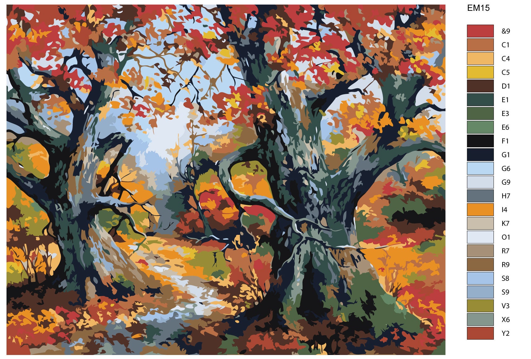 Paint by Number Autumn Forest Leaves Painting Fall Paint by - Etsy