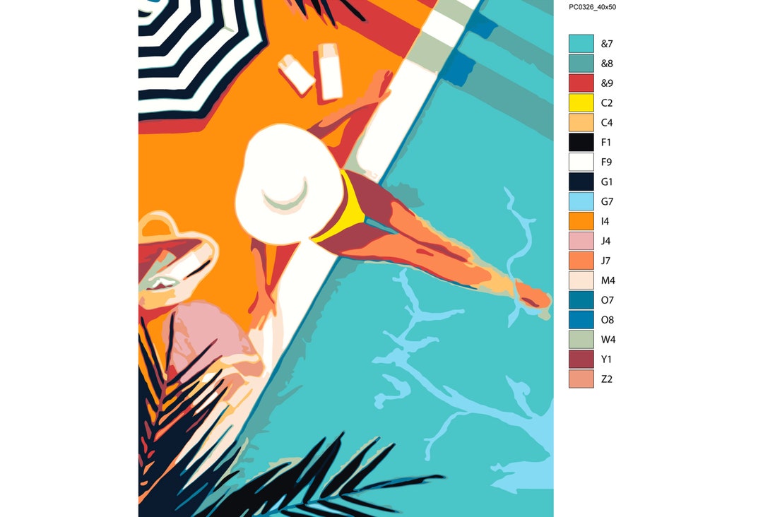 Girl in Swimming Pool Paint Number for Home Decor Diy Painting Kit Diy ...
