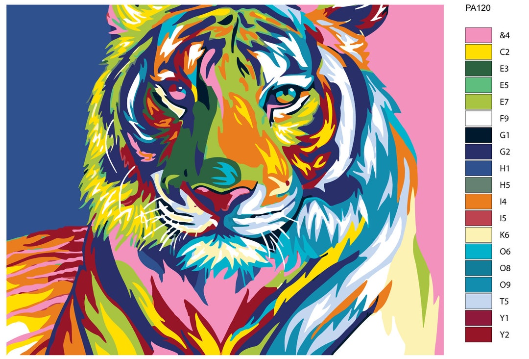 Colorful Tiger Painting by Numbers Colorful Tiger Wall Art Gift for ...