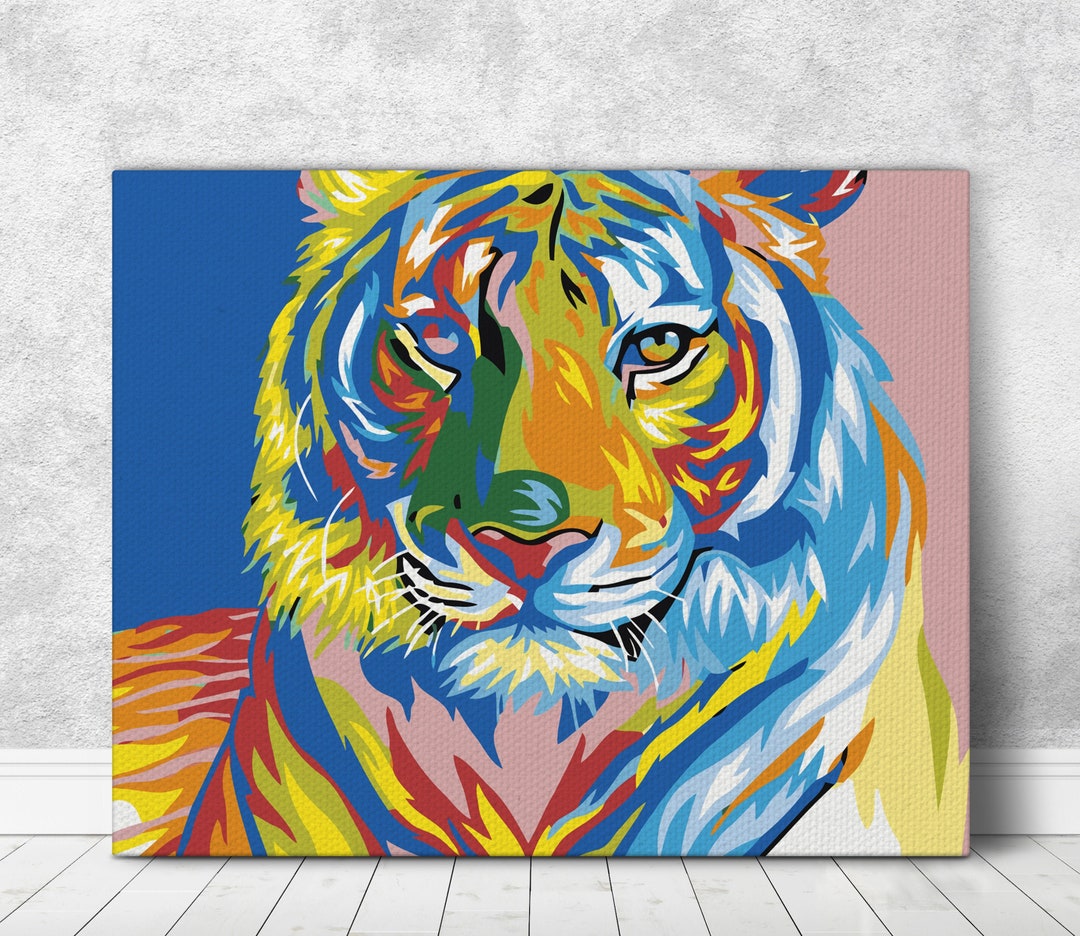 Painting by Numbers Colorful Wall Art Tiger Colorful Tiger Gift for ...