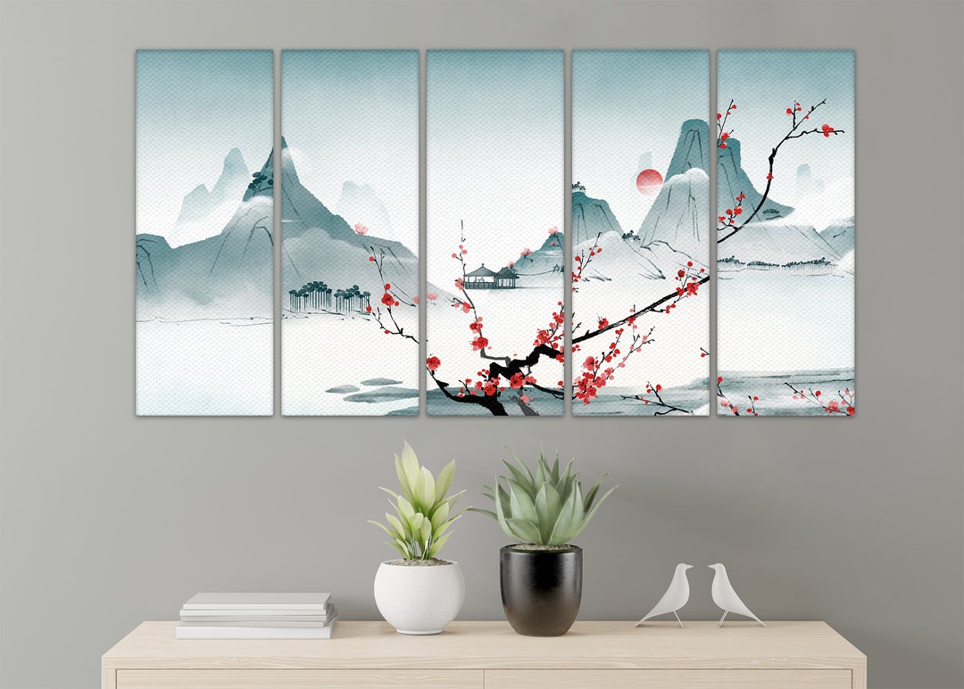 Japanese Art Canvas Wall Art Asian Design Pictures Set Office ...
